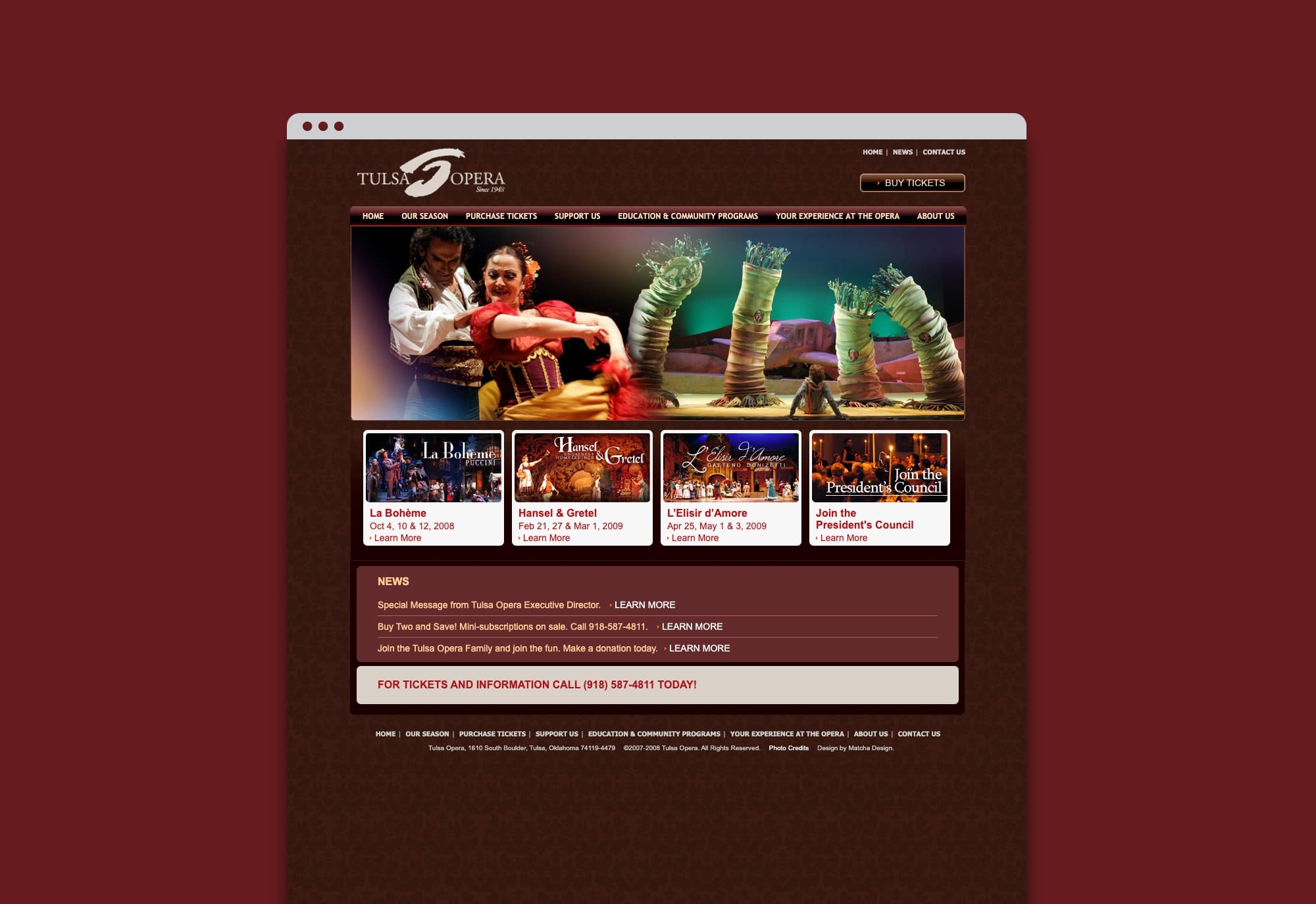Custom Website Design and Maintenance for Opera House
